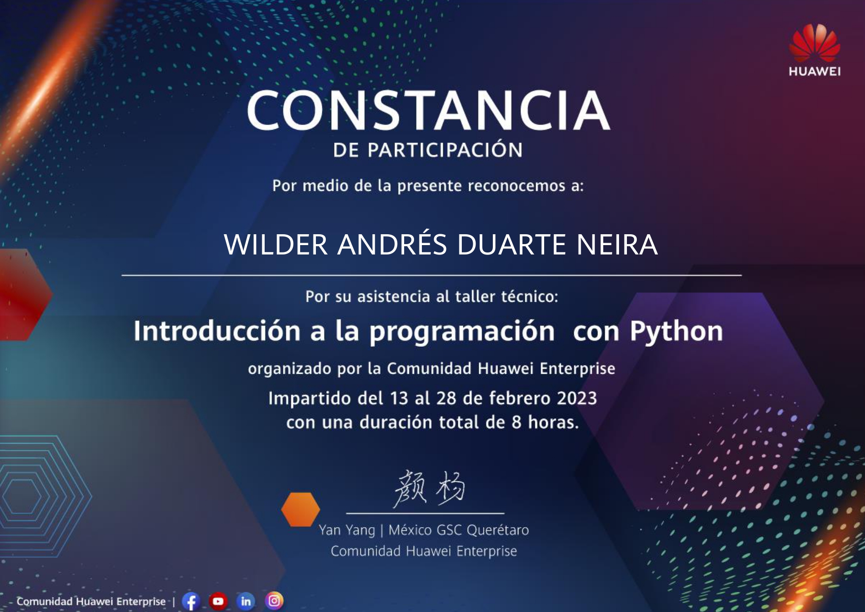 Wilder Duarte - Curriculum